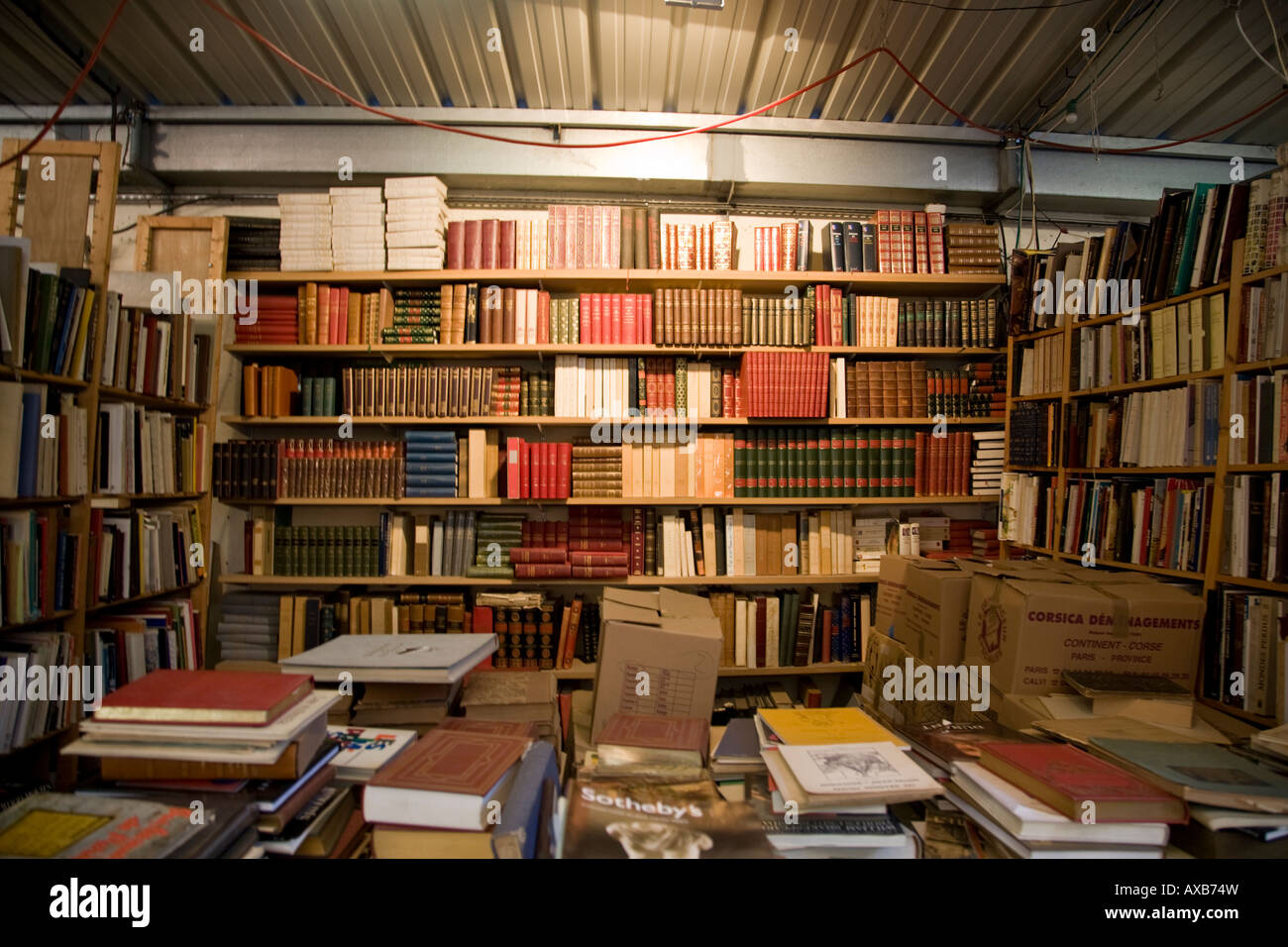 Second hand books on display in flea market at St Ouen Paris France ...