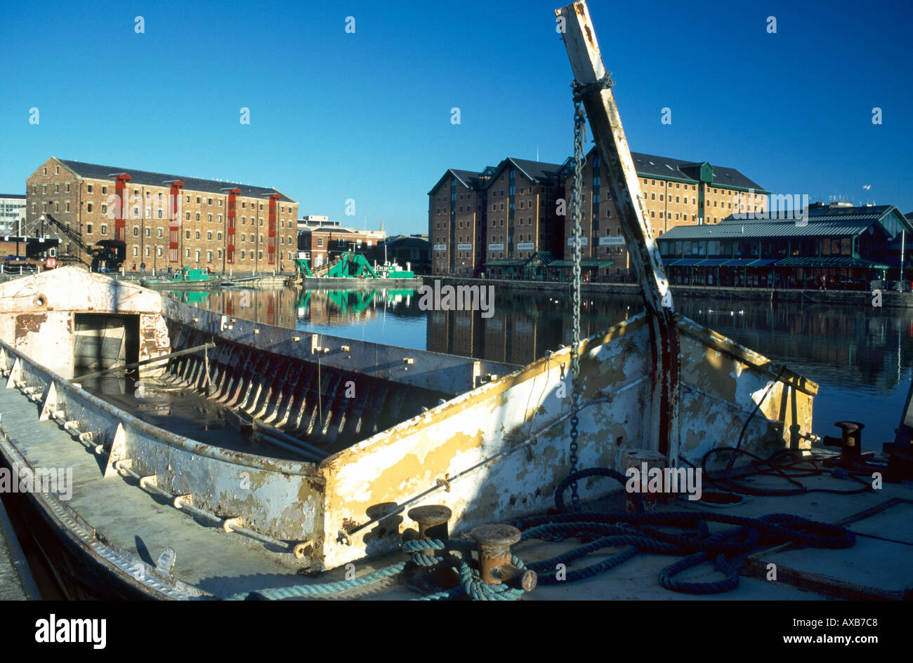 Empty Barge in Gloucester Docks Gloucestershire England Stock Photo - Alamy