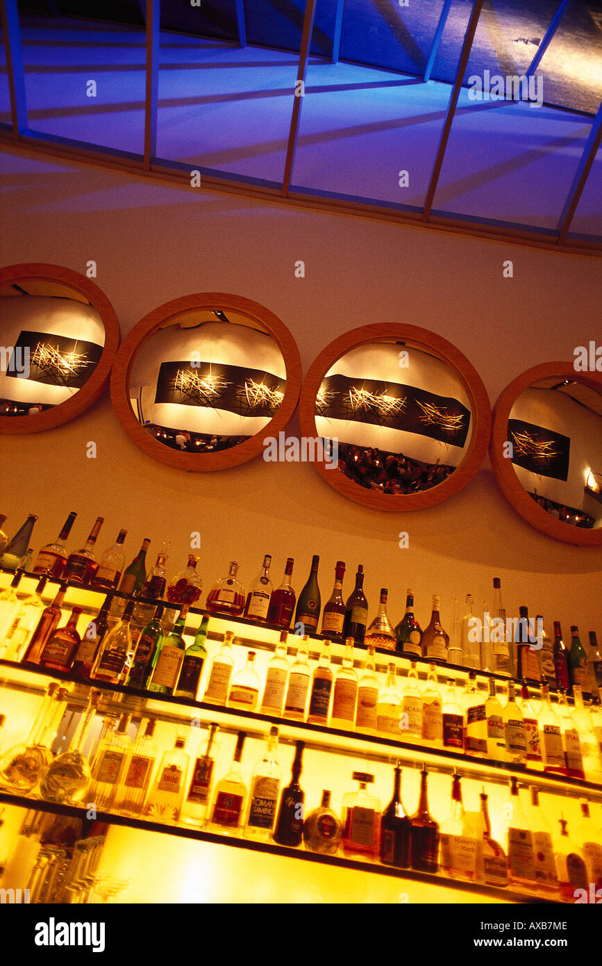 Bottles on shelves at Bar 89, Mercer Street, SoHo, Manhattan, New York ...