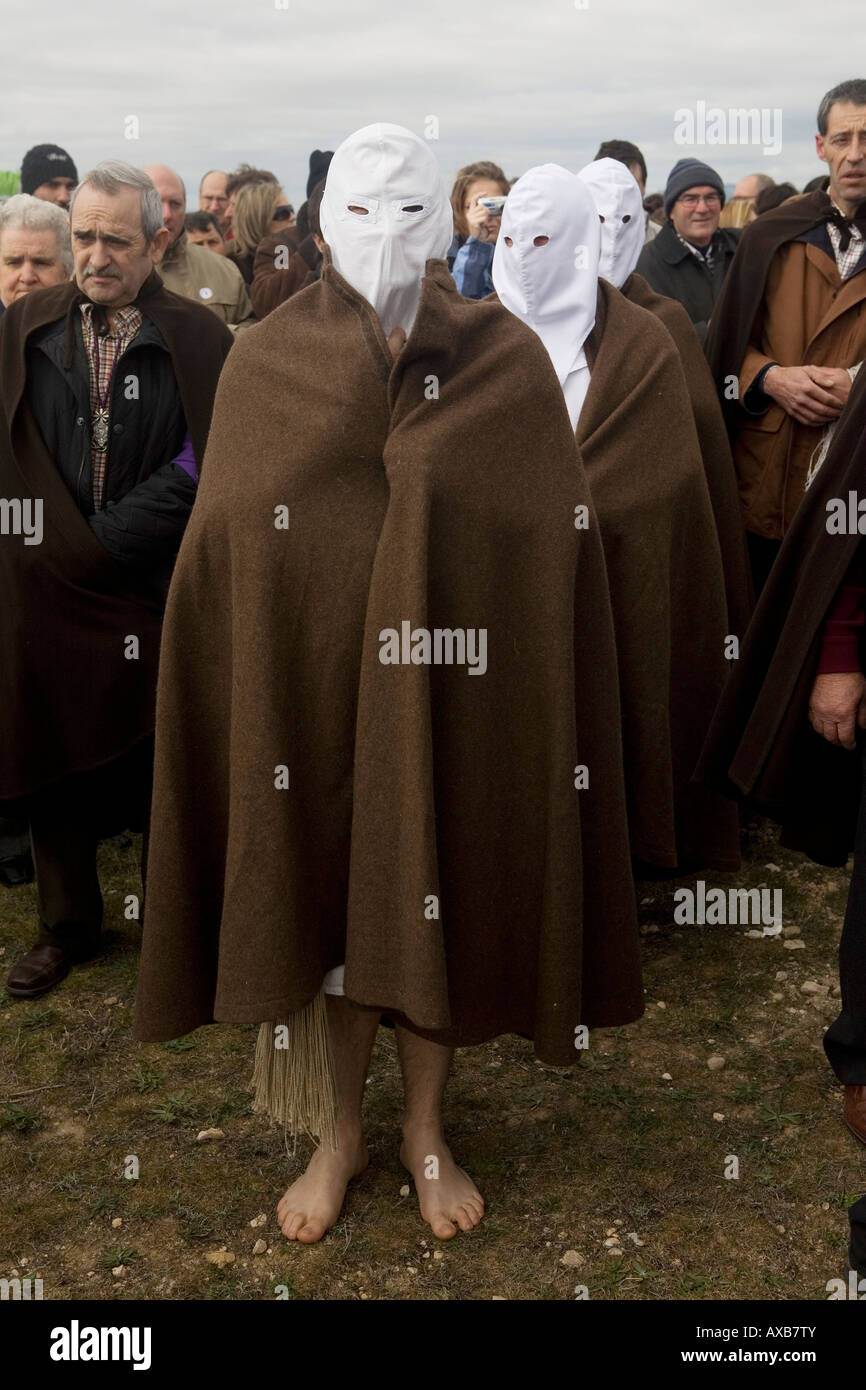 Flagellant at Semana Santa Procession Los Pagaos in San Vicente de la ...