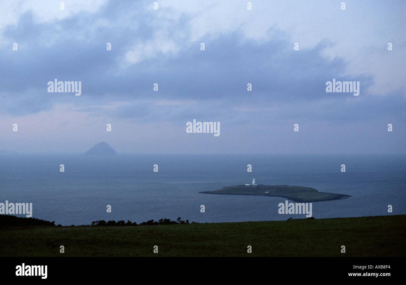 Pladda Island lighthouse from the Isle of Arran Ailsa Craig Stock Photo ...
