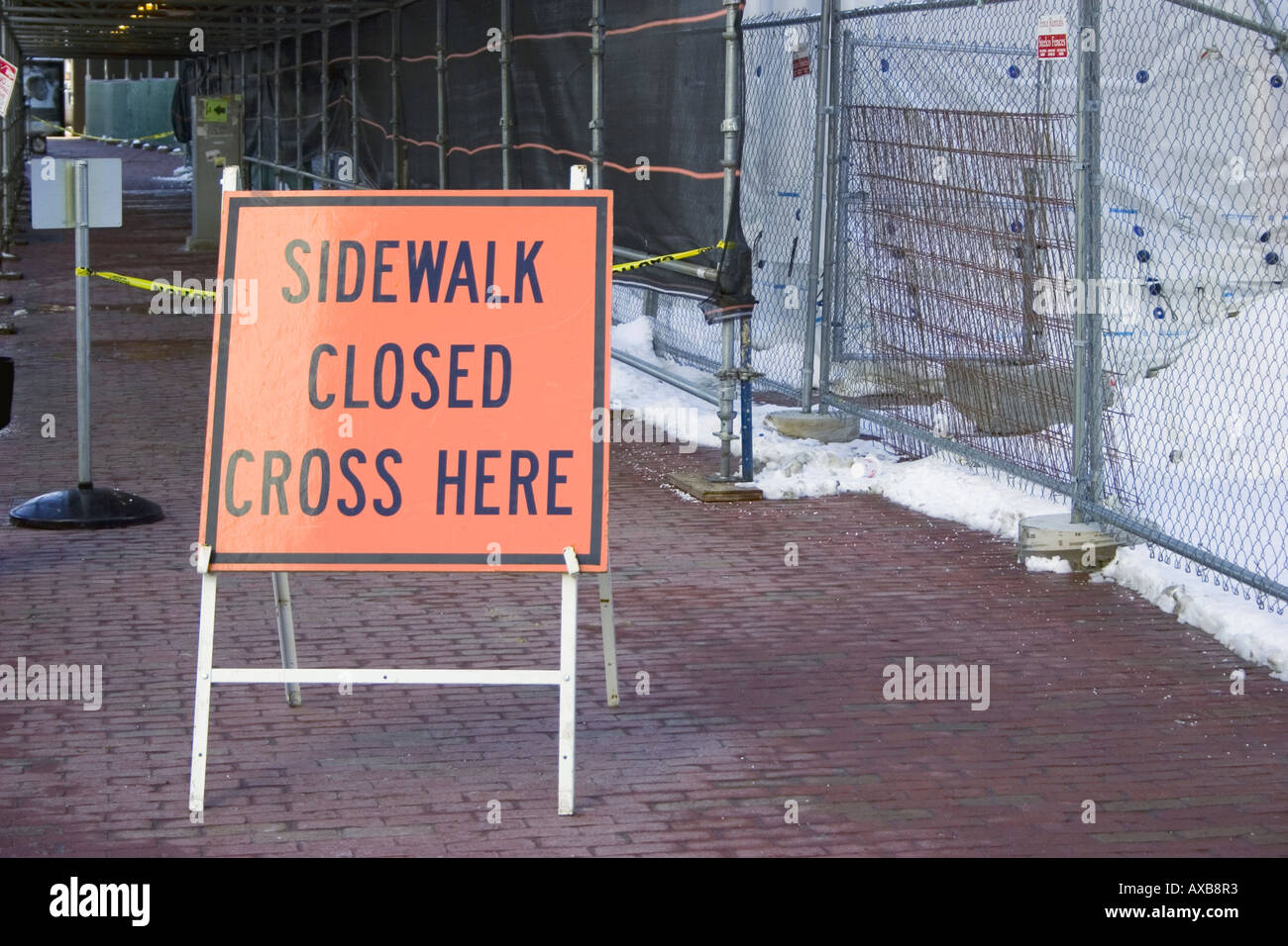 sidewalk closed for construction Stock Photo - Alamy