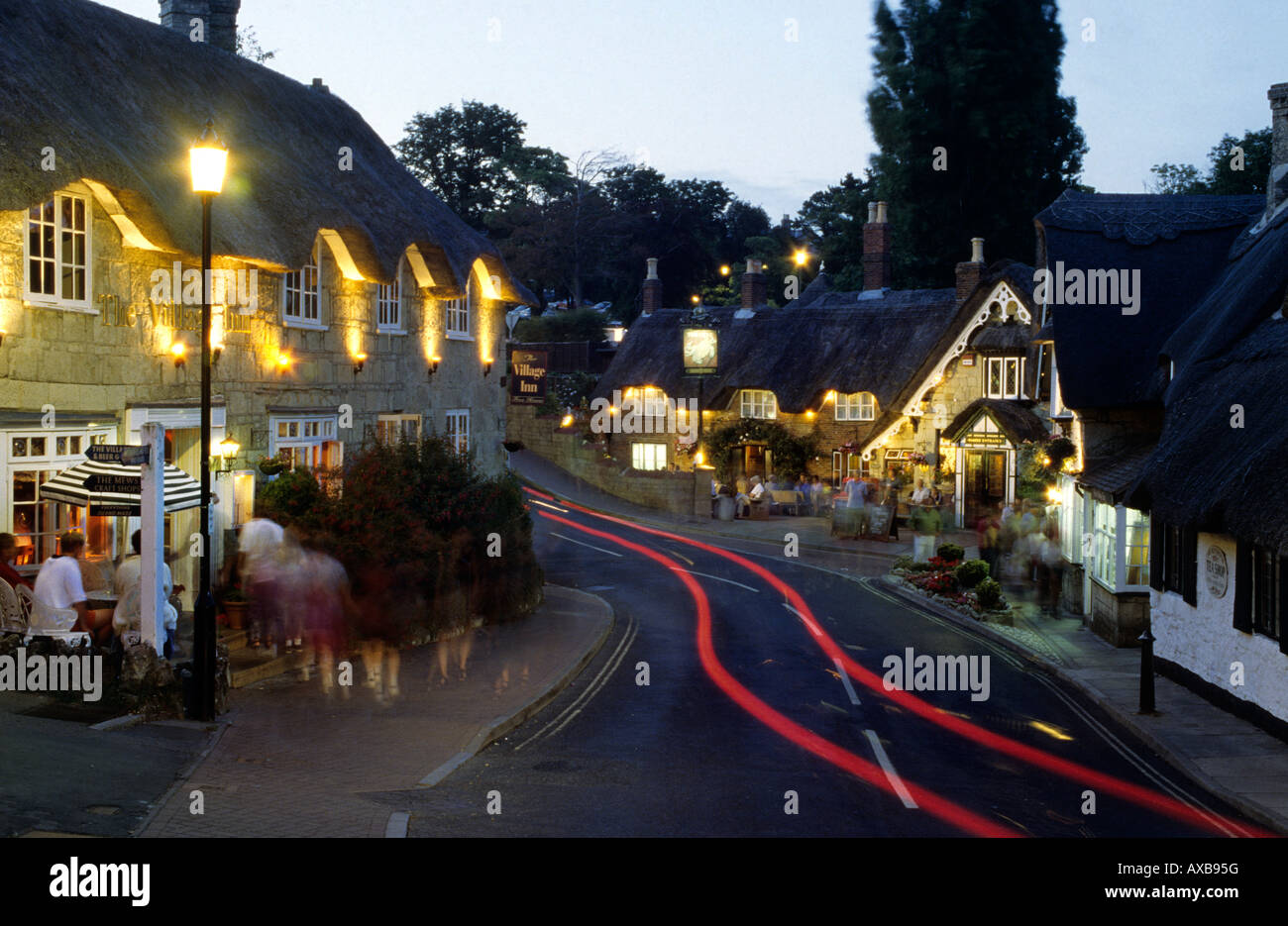 main street of Shanklin at dusk Isle of Wight United Kingdom Stock ...