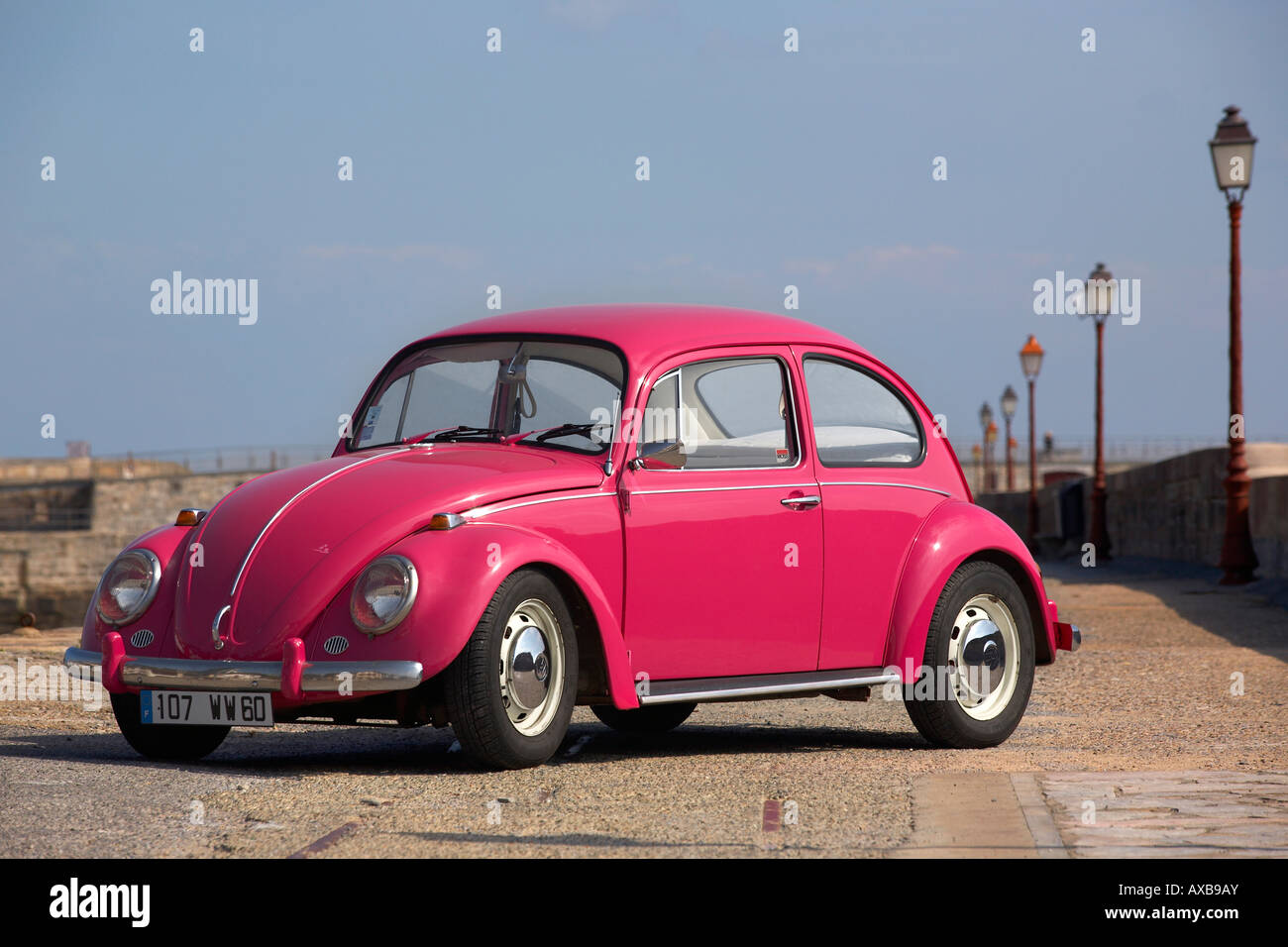 Pink VW beetle Chippy Cox France. Owner release OK Stock Photo - Alamy