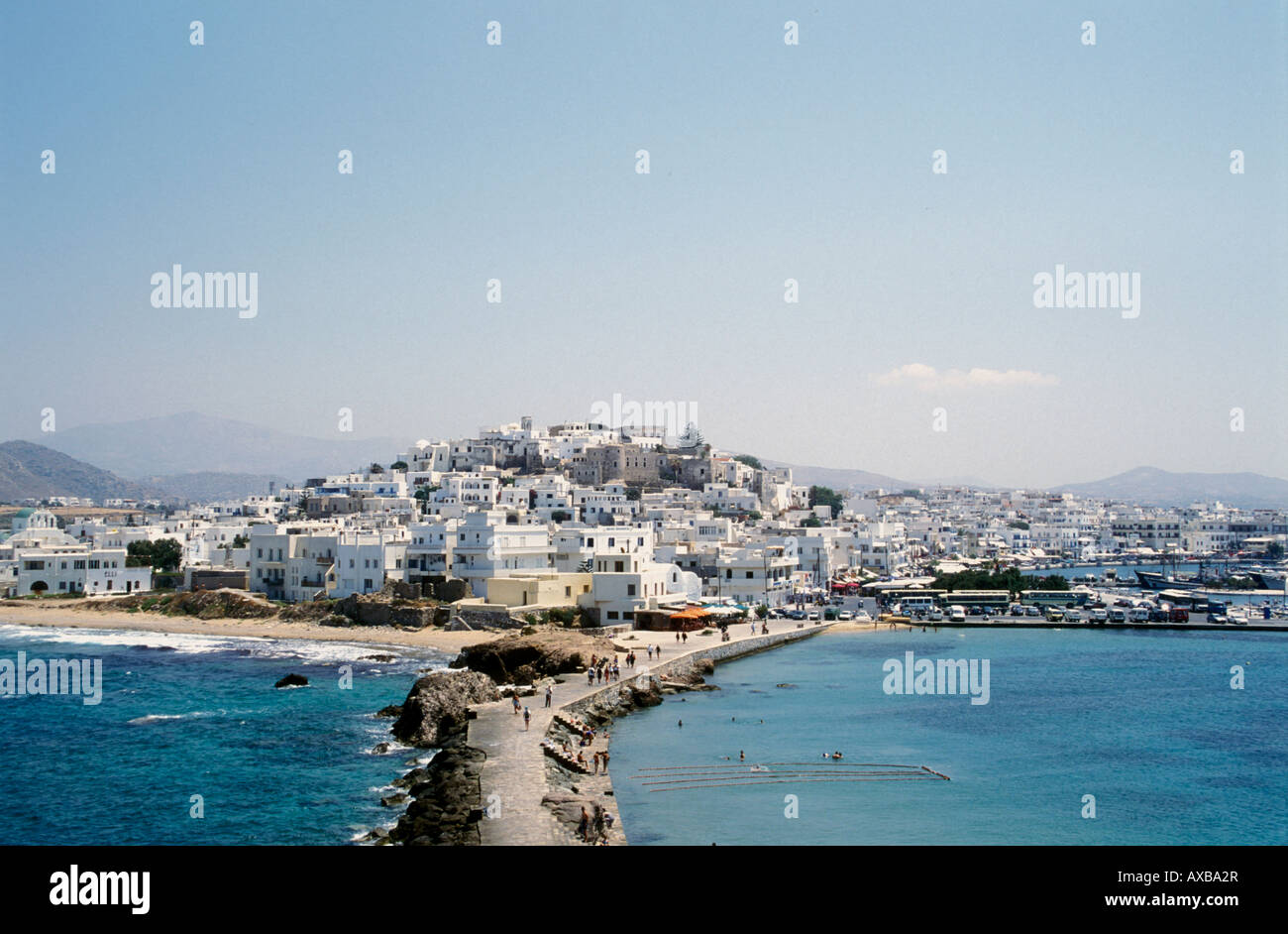 View from the Apollo temple to the city, Naxos (Chora), Cyclades ...