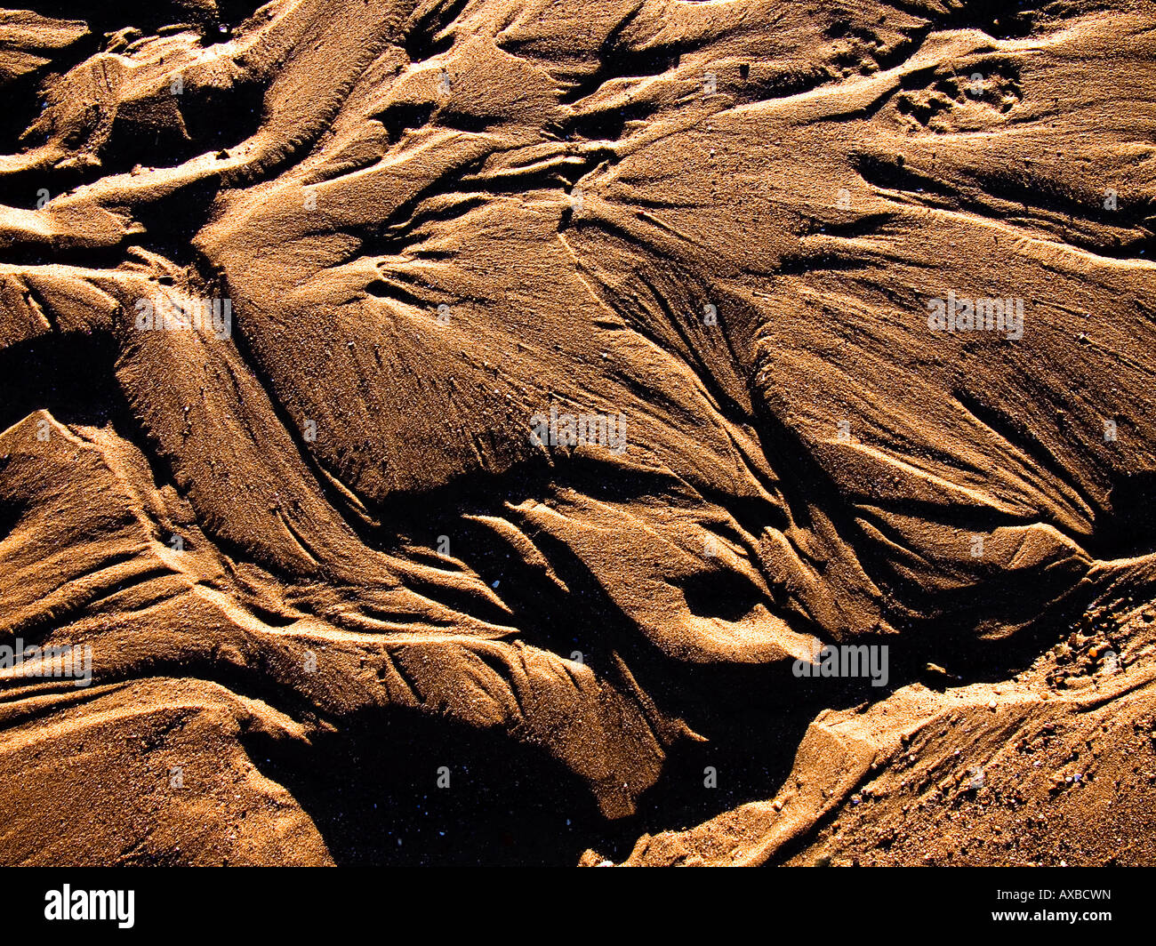 patterns in the sand from a retreating tide Stock Photo - Alamy