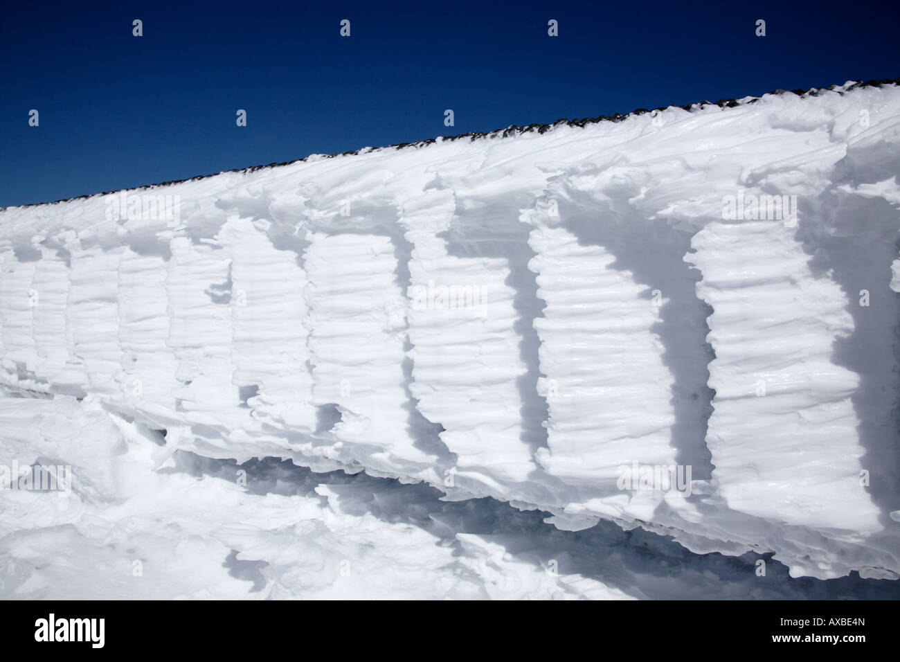 Rime ice on the summit of Mount Washington during the winter months ...