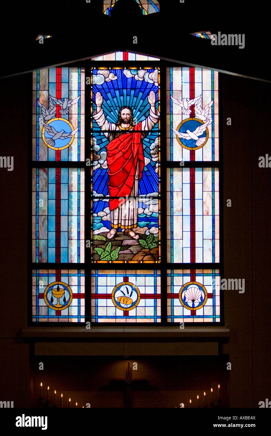 Stained Glass Church Window Featuring Jesus Stock Photo - Alamy