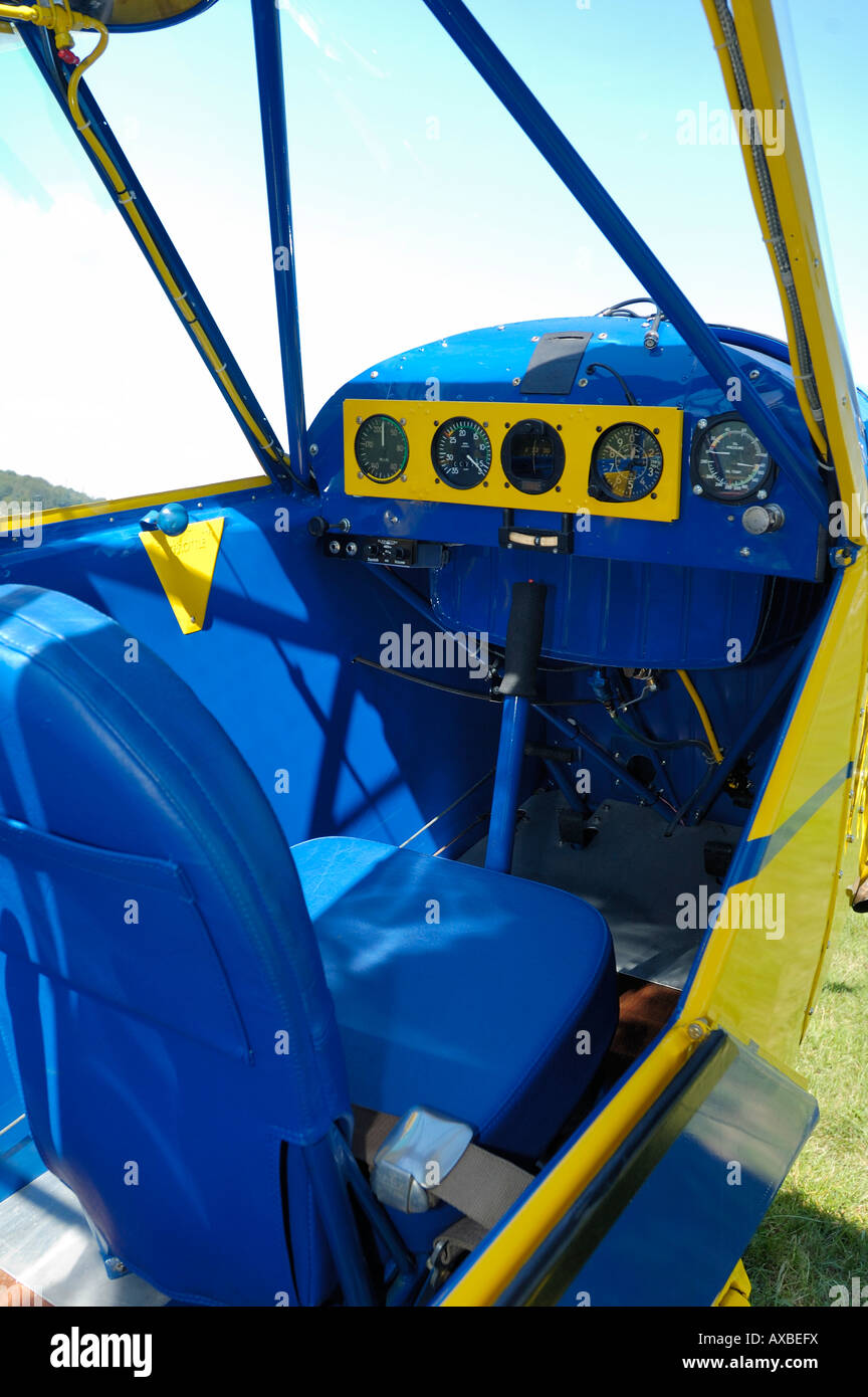 Piper Cub J-3 cockpit, this plane is an historic and also world famous ...
