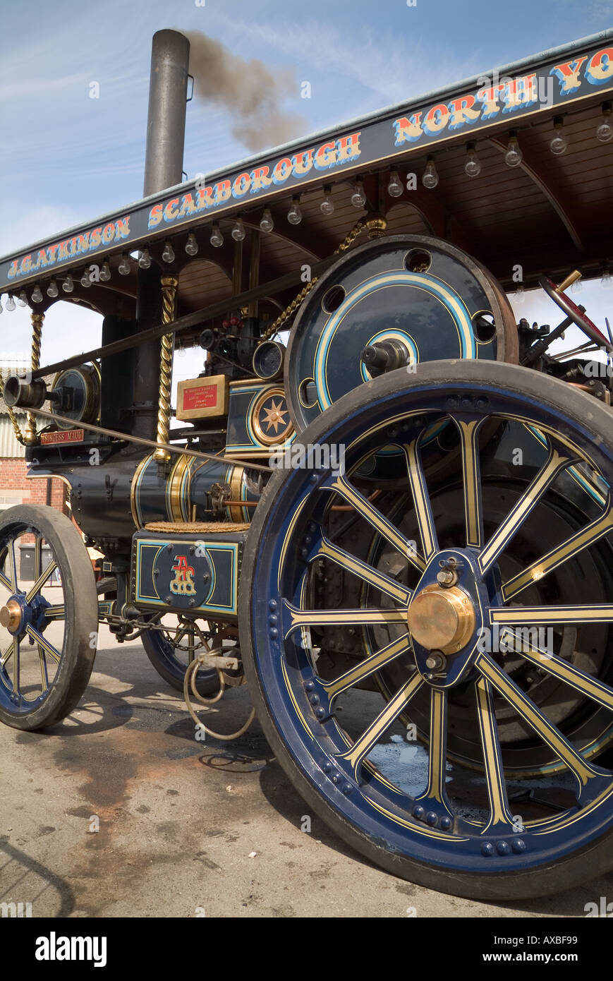 steam traction engine coal smoke fire pressure static wheel fair ground ...