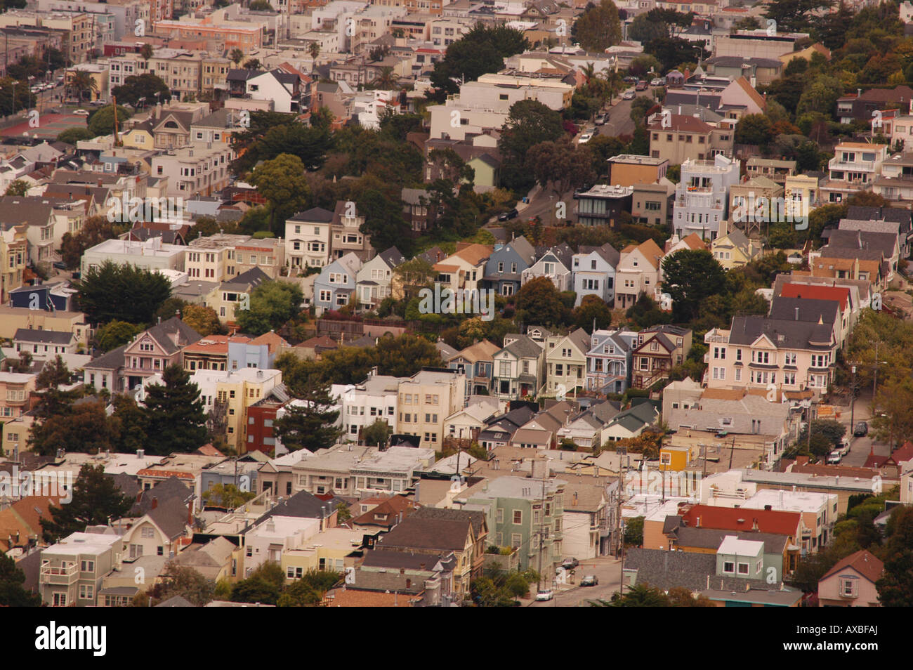 The Castro neighborhood from Twin Peaks San Francisco USA Stock Photo ...