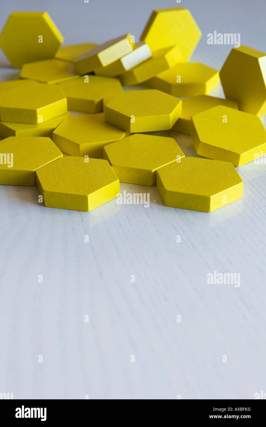 Yellow Hexagons Math Manipulatives Stock Photo - Alamy