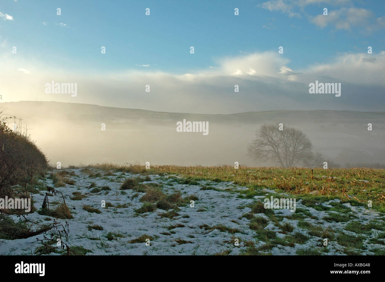 Winter scene over Cornish fields Stock Photo - Alamy