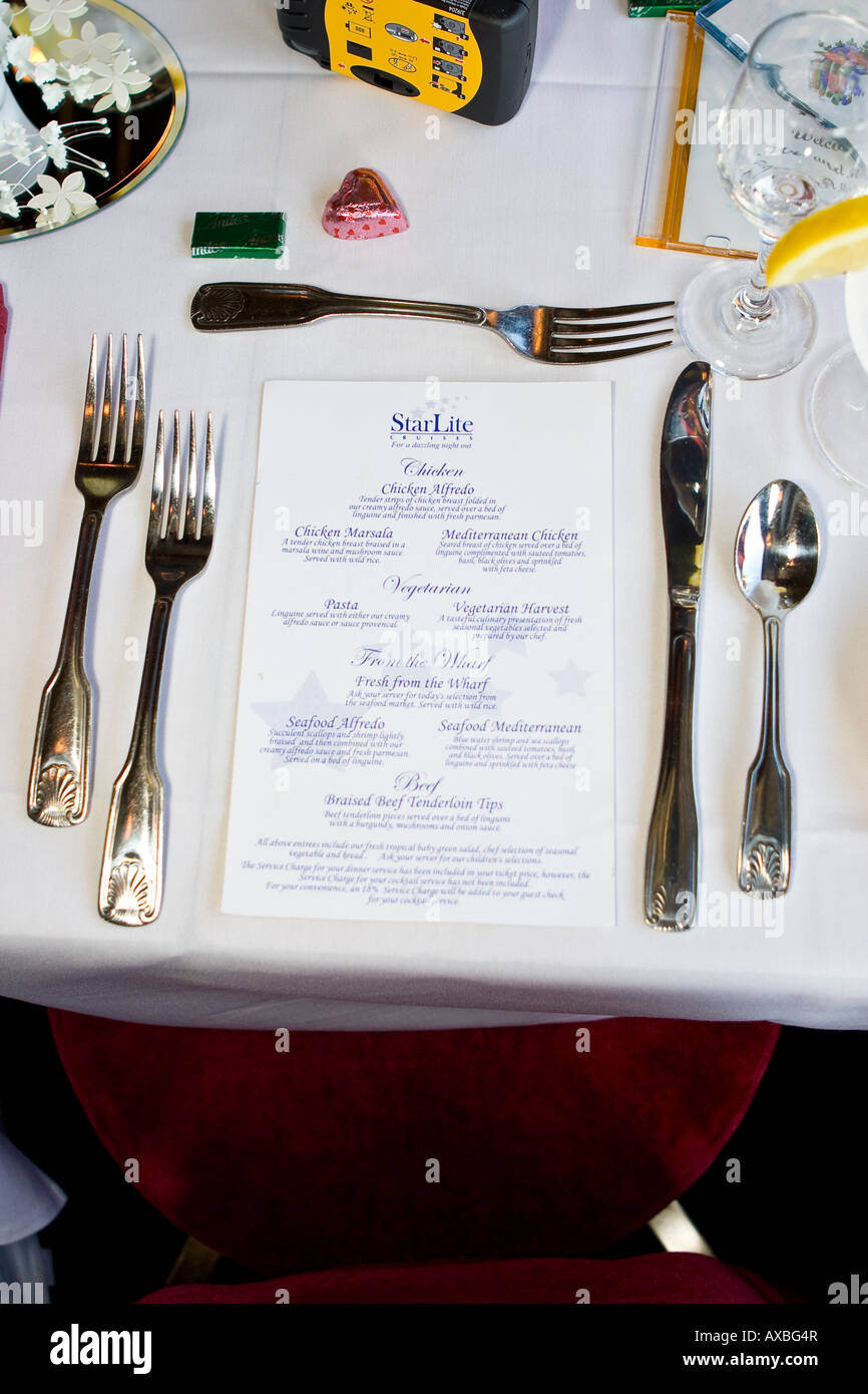 Formal Wedding Table Setting with Menu Stock Photo - Alamy