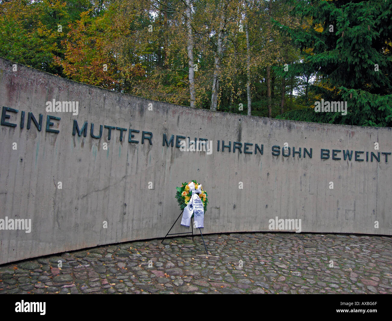 memorial wall on the memorial place Golm in Kamminke on the island ...