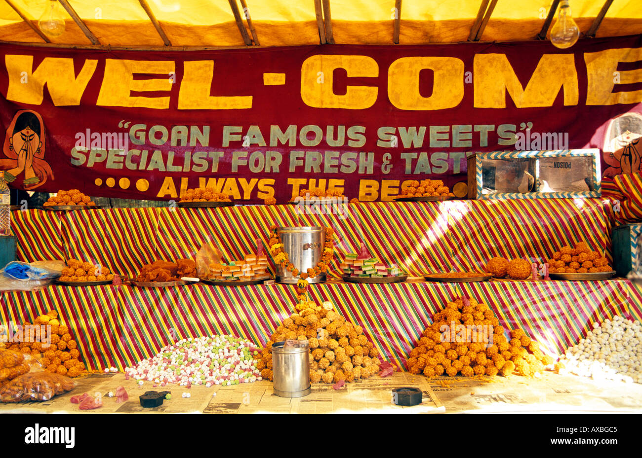 india goa a stall selling local sweets outside the se cathedral in old ...
