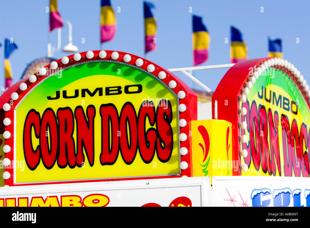 Jumbo corn dog sign at carnival in USA Stock Photo - Alamy