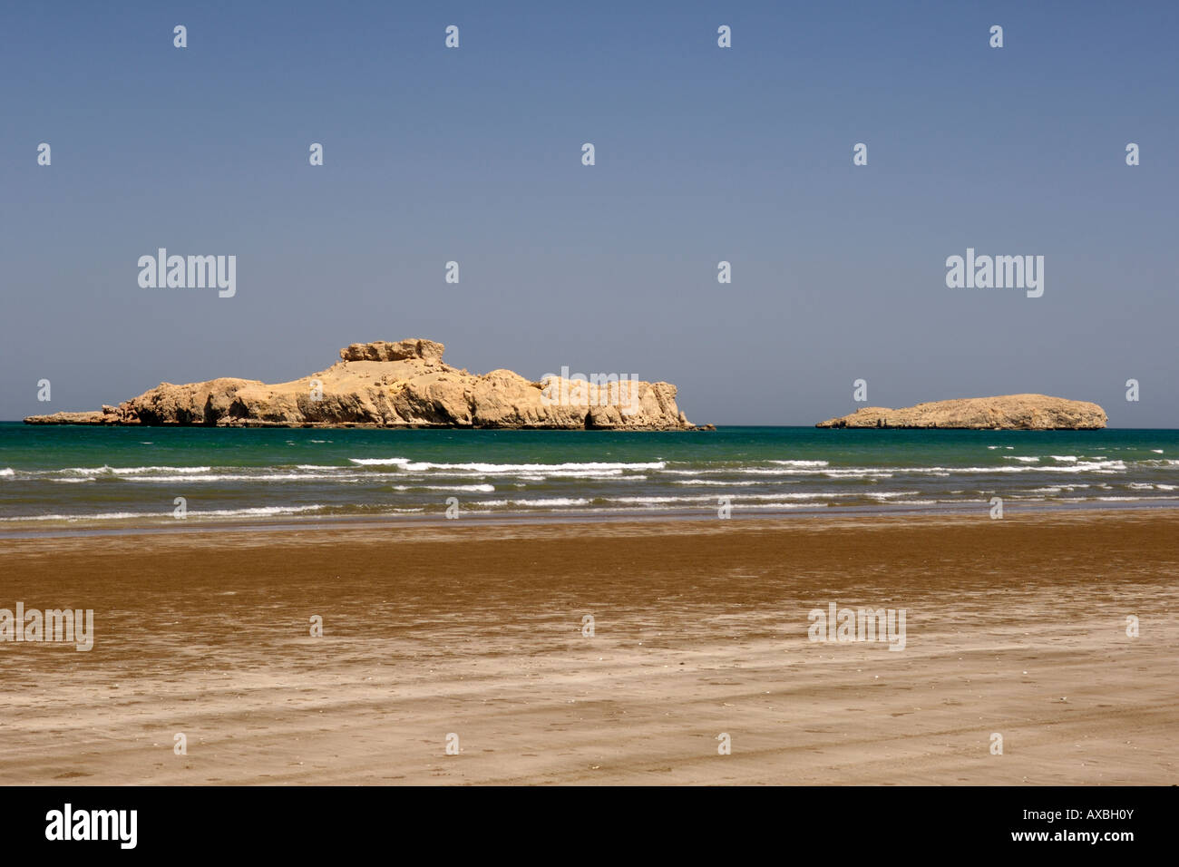 Off-shore islands and the coastline at Al Sawadi on Oman's northern ...