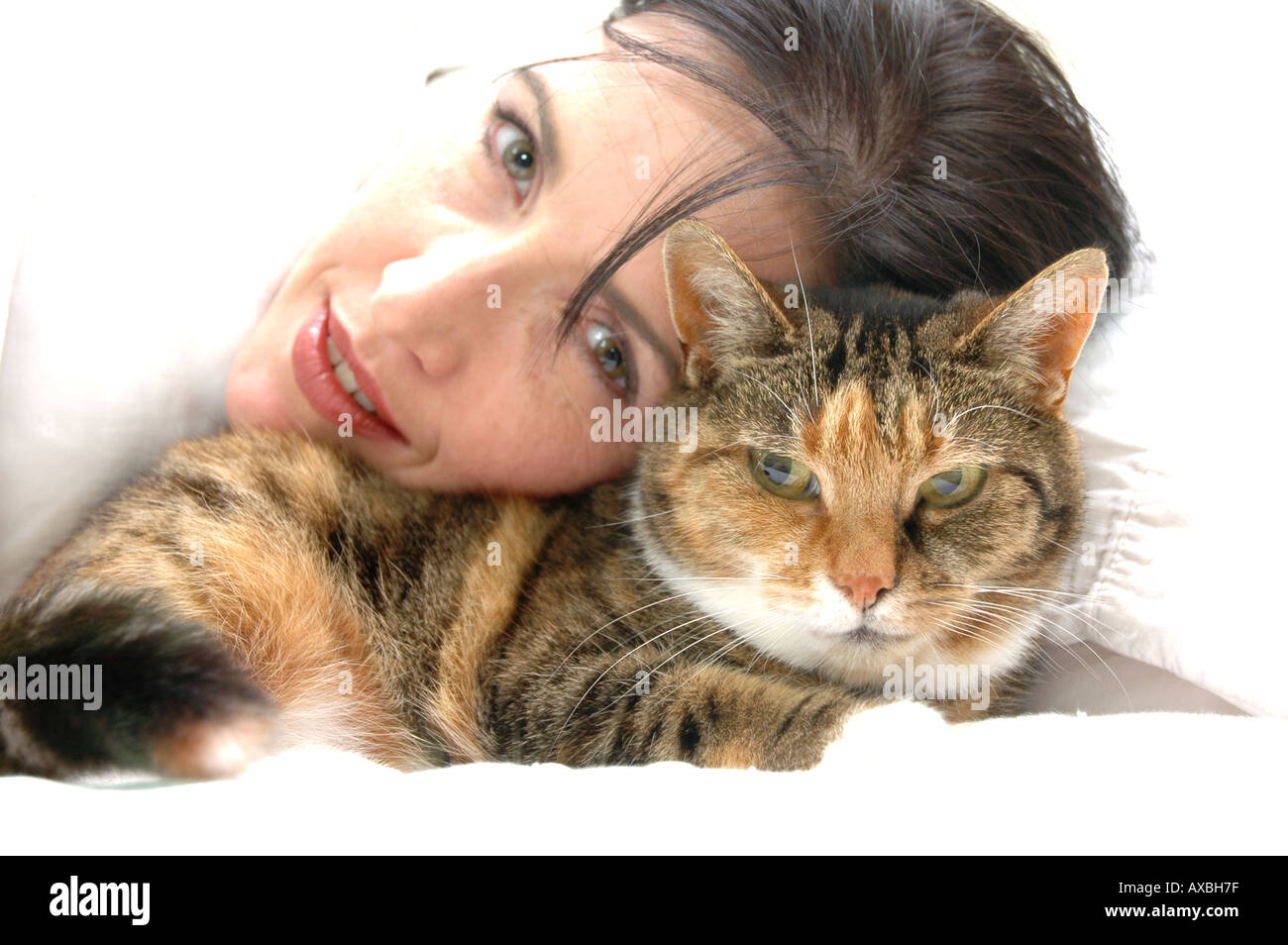 Woman and Cat Stock Photo - Alamy