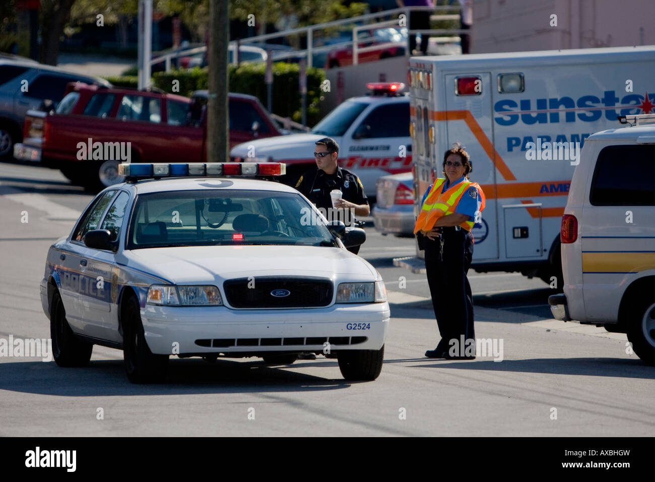 Police and Ambulance at the Scene of a Medical Emergency Stock Photo ...