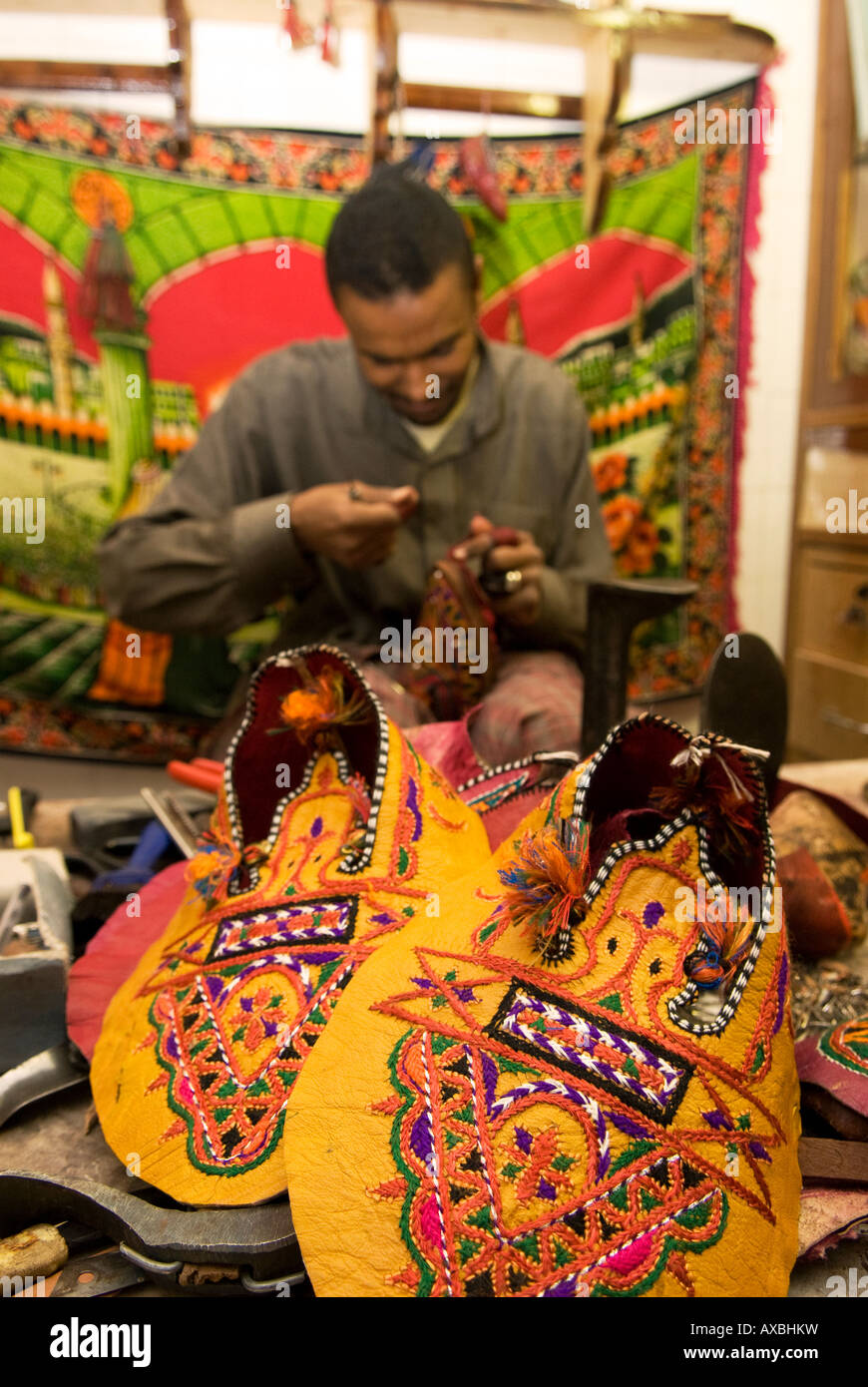 Shoe making at the Bin Yedder workshop Ghadames Libya Stock Photo - Alamy