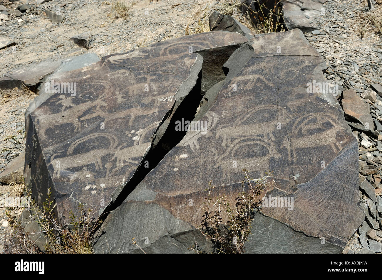 Petroglyphs of Tamgaly Kazakhstan Stock Photo - Alamy