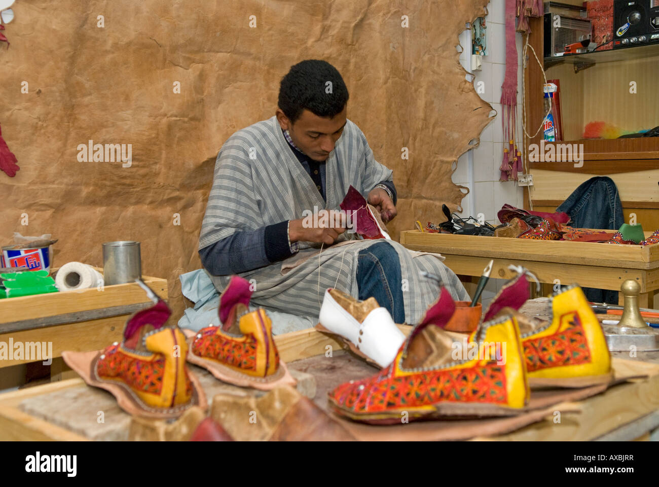 Shoe making at the Bin Yedder workshop, Ghadames, Libya Stock Photo - Alamy