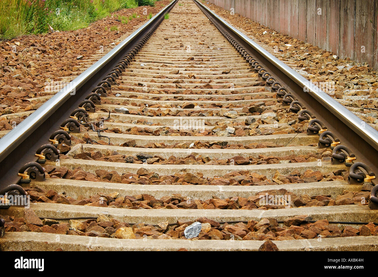 railway track going of in the distance Stock Photo - Alamy