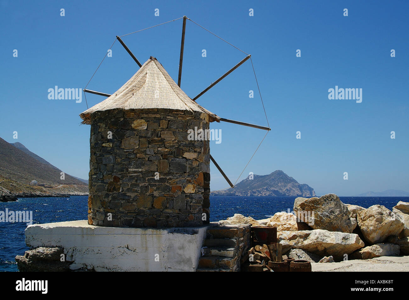 Windmill in Greece Stock Photo - Alamy