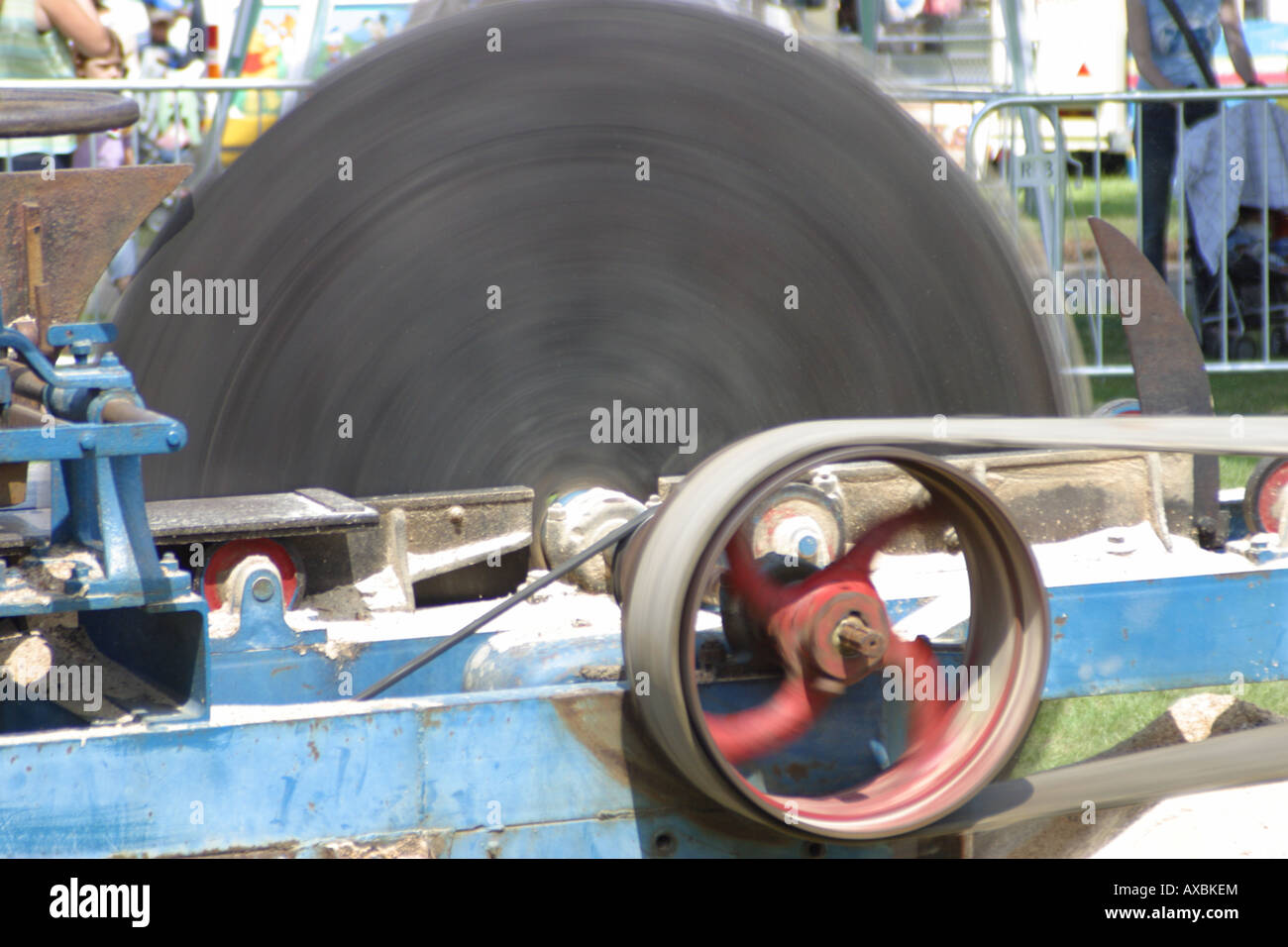 steam powered buzz saw fast rotating blade wheel lambeth country show ...