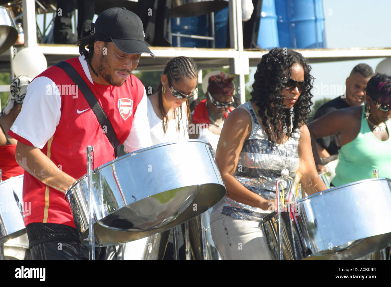calypso steel band float drummers playing music notting hill carnival ...