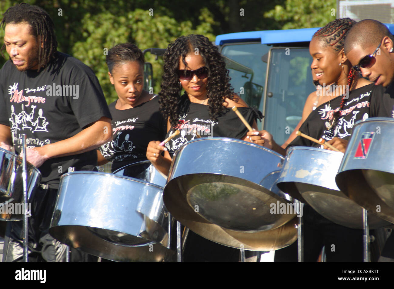 calypso steel band float drummers playing music notting hill carnival ...