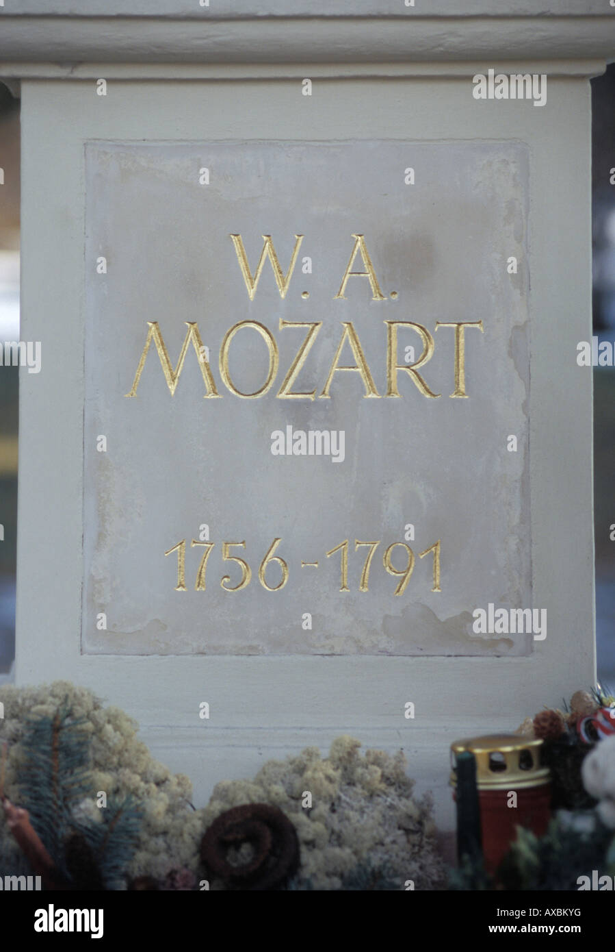 writing on the Mozart grave at the cemetery St Marx Stock Photo - Alamy