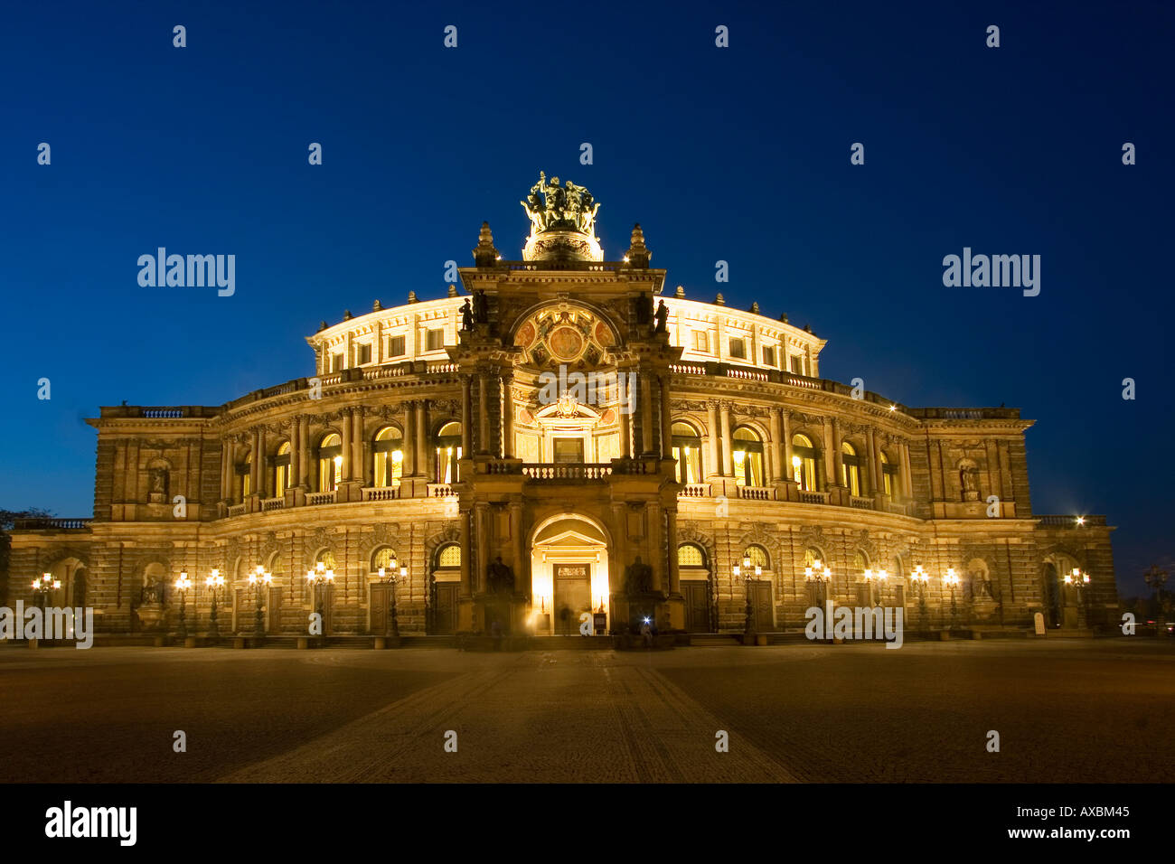 Dresden theatre square semper opera house at twilight Stock Photo - Alamy