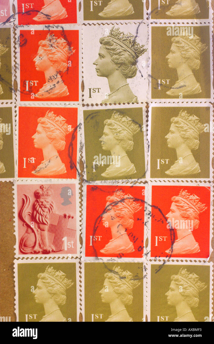 Set of used 1st class stamps Stock Photo - Alamy