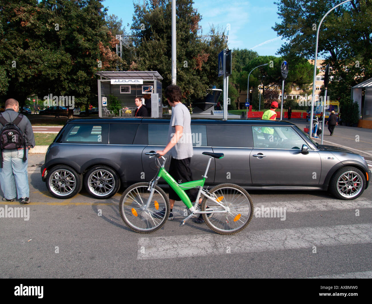 stretched BMW 6 wheeled mini Stock Photo - Alamy