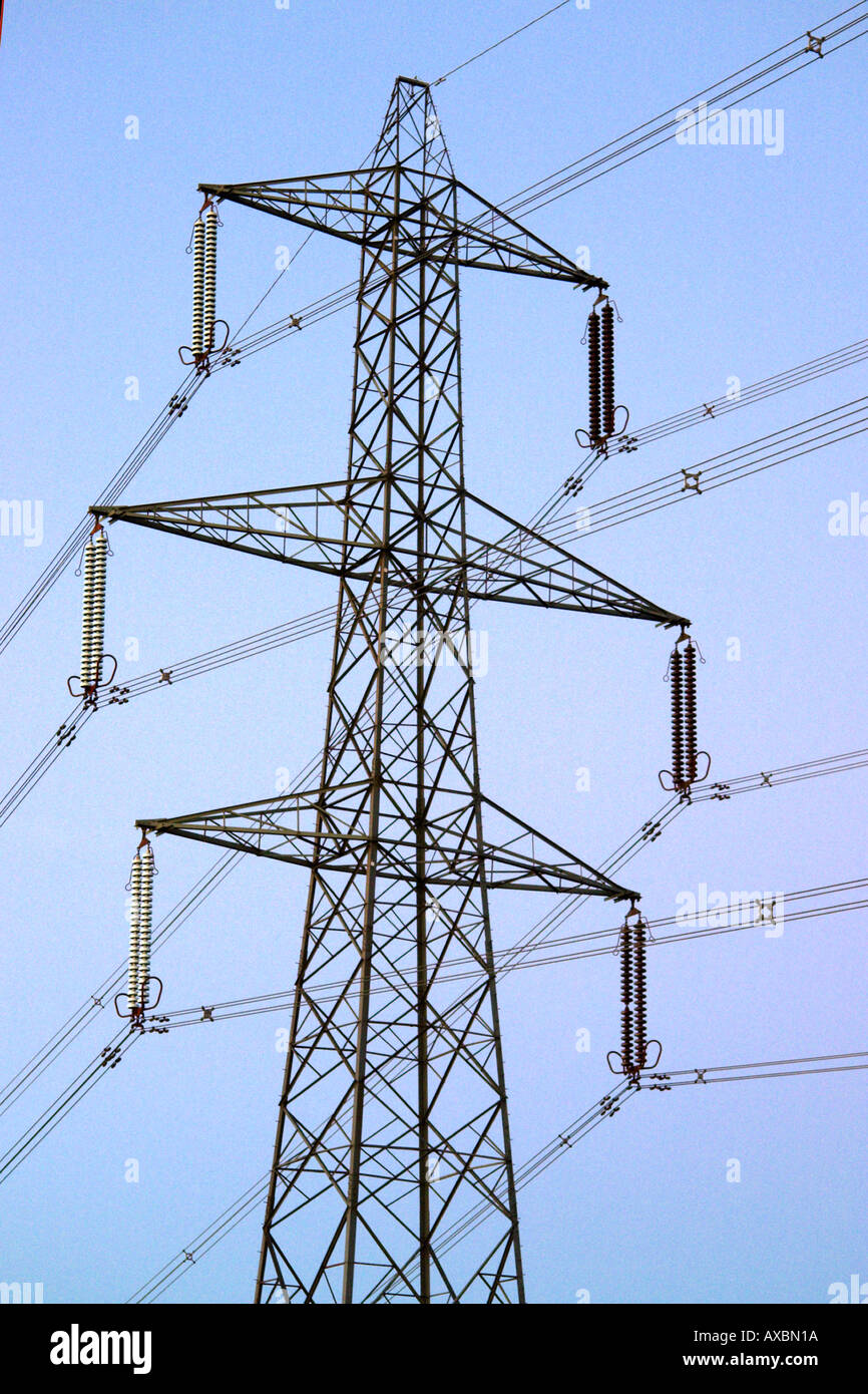 Power lines and pylon Stock Photo - Alamy