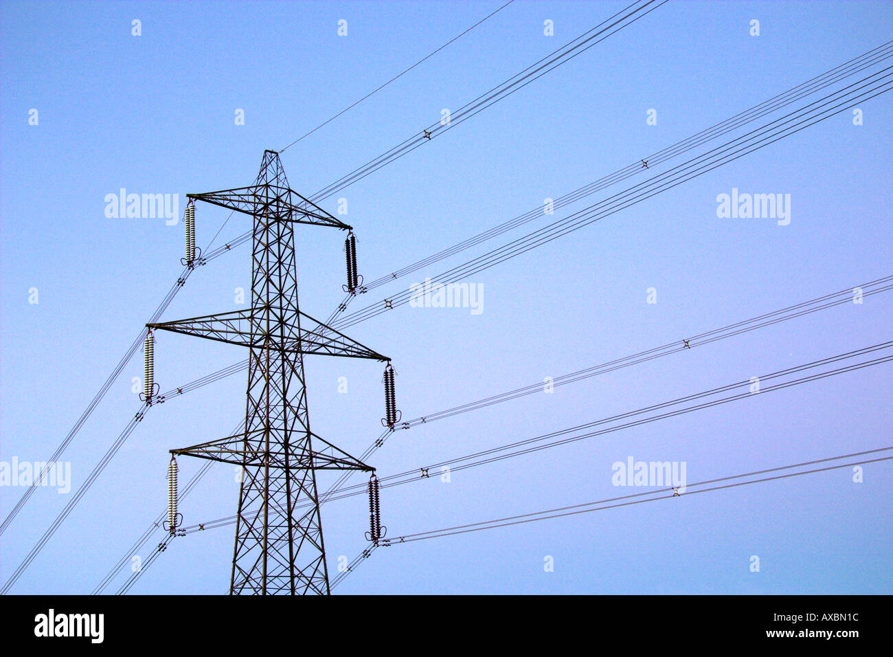 Power lines and pylon Stock Photo - Alamy