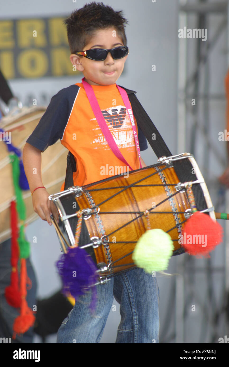 junior drummer stage bhangra musician music indian mela ealing london ...