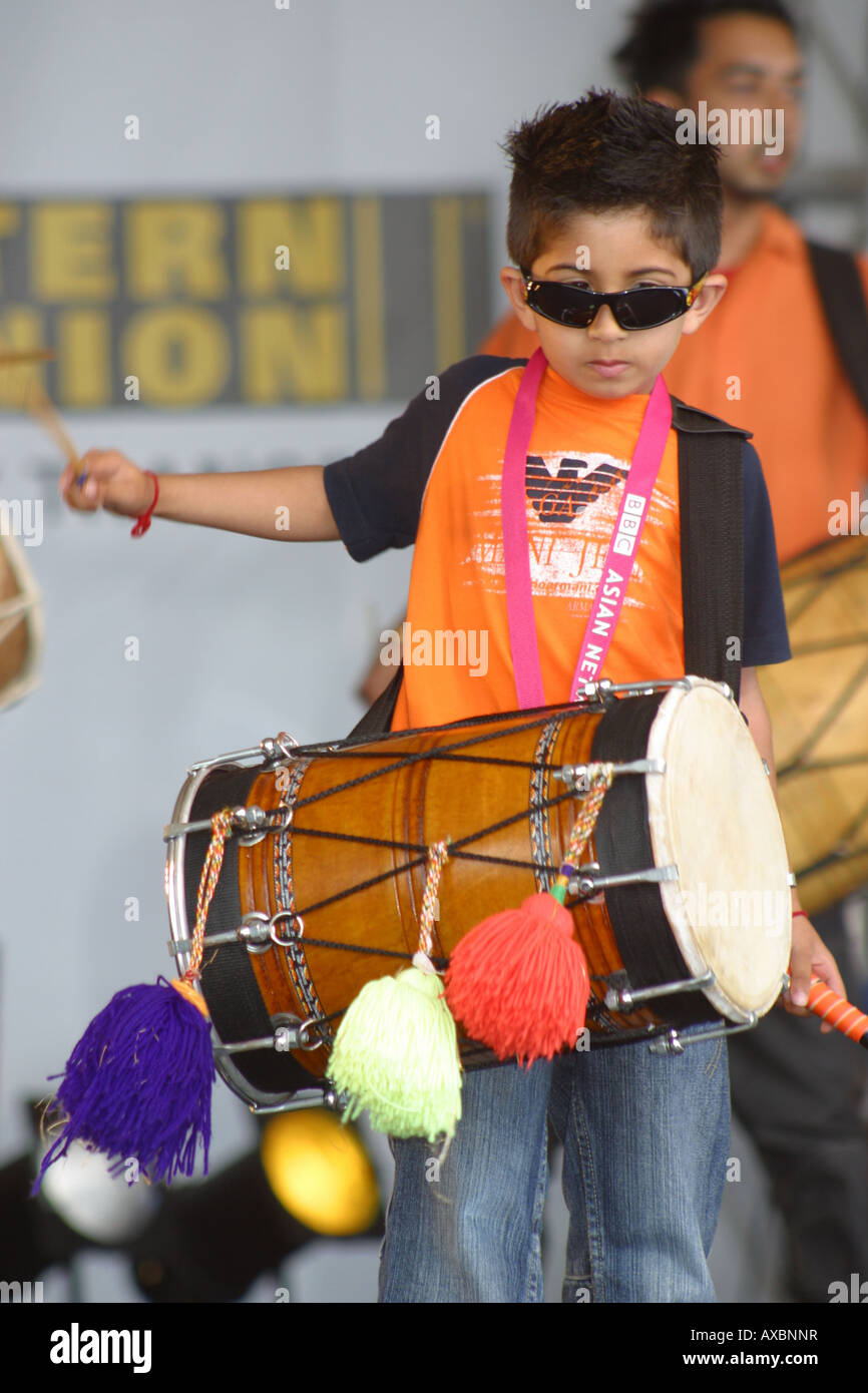 junior drummer stage bhangra musician music indian mela ealing london ...