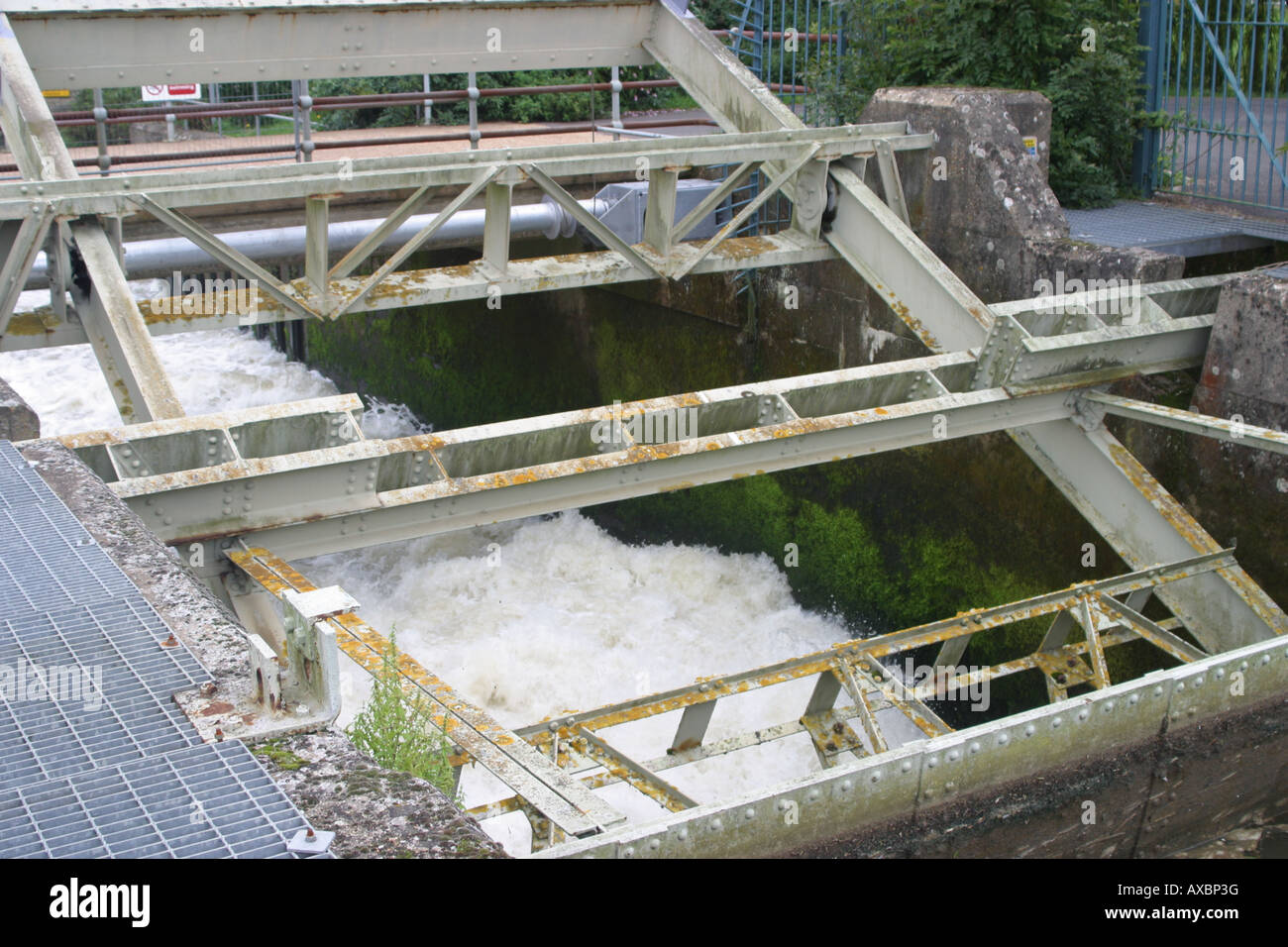 sluice water flow control modern surf bridge metal yalding kent england ...
