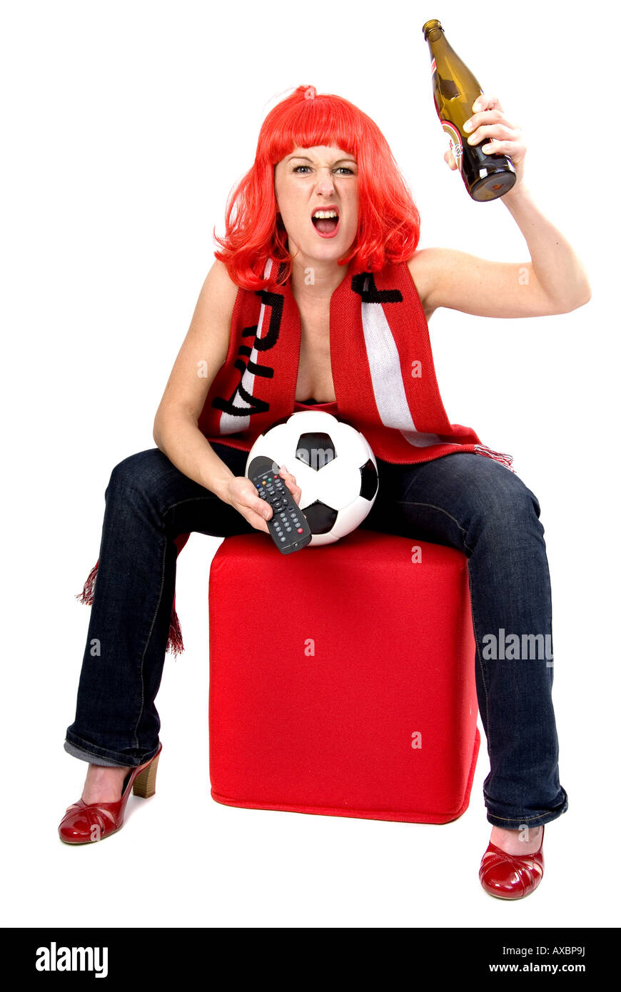 Female watching football Cut Out Stock Images & Pictures - Alamy