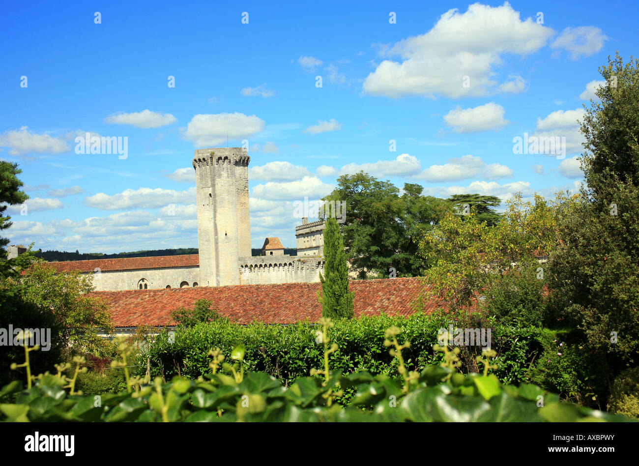 View of Chateau and roof tops at Bourdeilles, Dordogne, France Stock ...