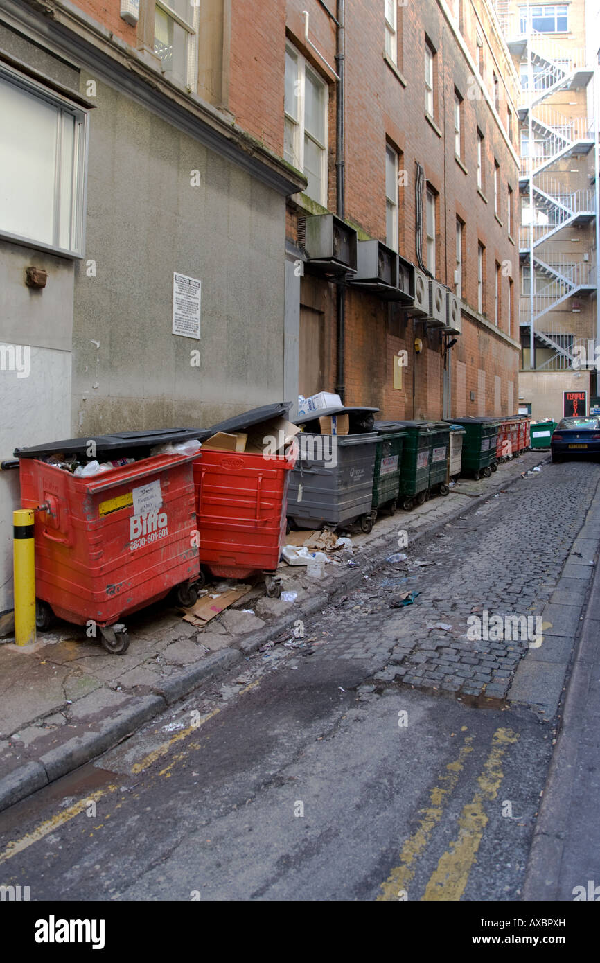 Rubbish bins, small back street, Birmingham Stock Photo - Alamy