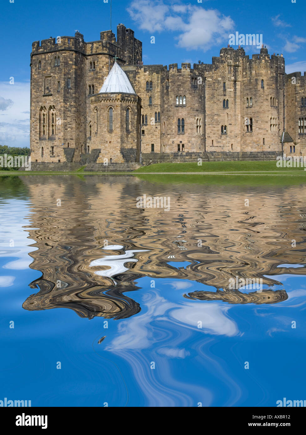 Digitally created image of a castle reflected in water Stock Photo - Alamy