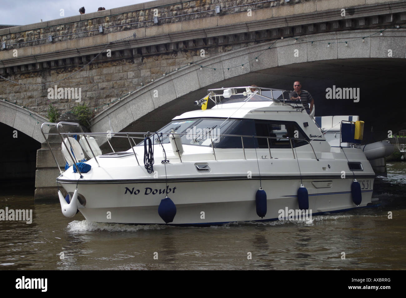 white pleasure boat boating floating under bridge maidstone kent ...