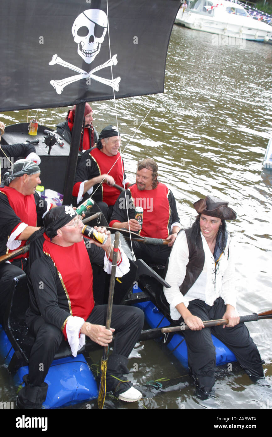 boat raft themed race competitor pirates skull river medway maidstone ...