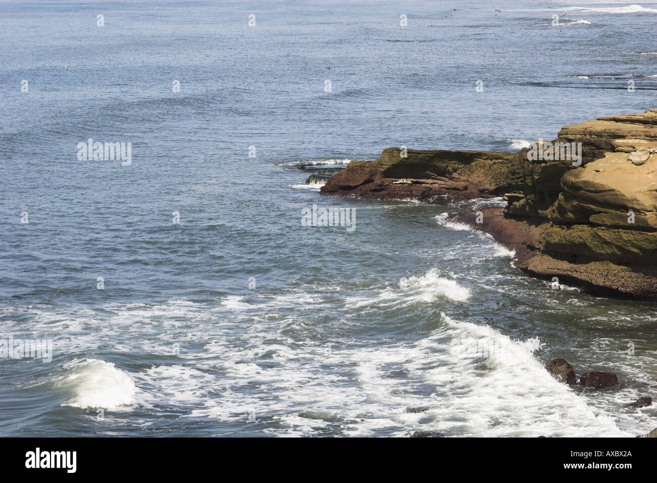 rock and sand formations on beach in Southern California Stock Photo ...