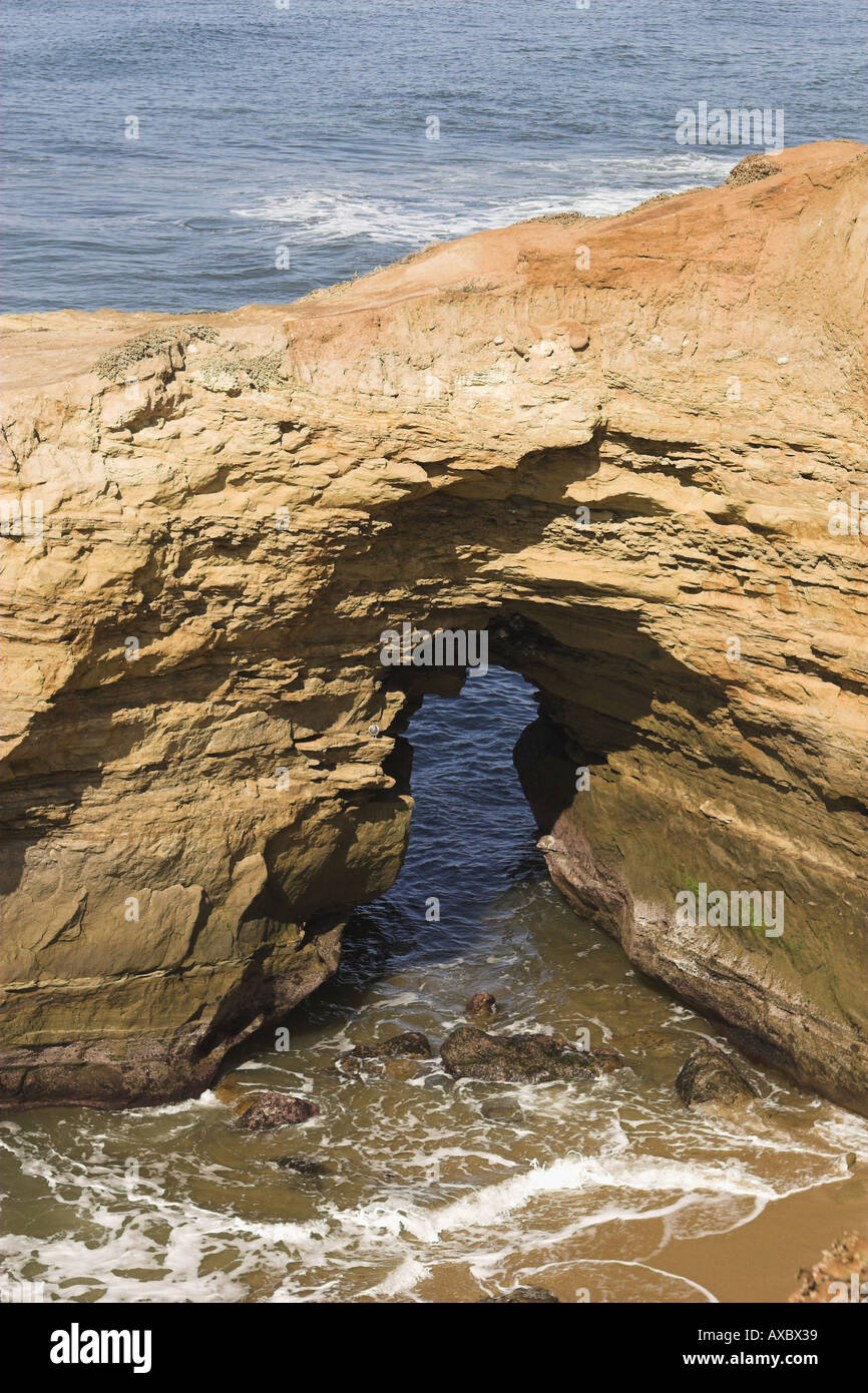 rock and sand formations on beach in Southern California Stock Photo ...
