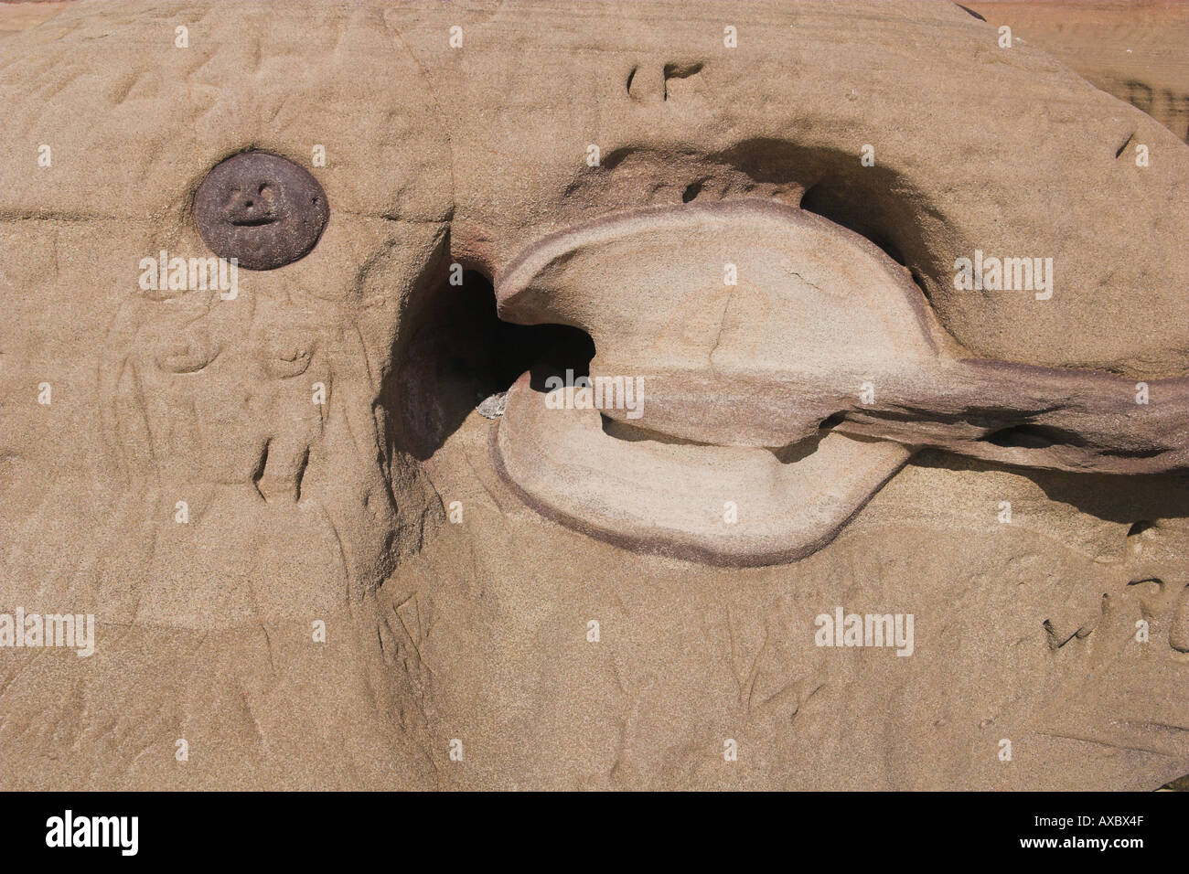 rock and sand formations on beach in Southern California Stock Photo ...